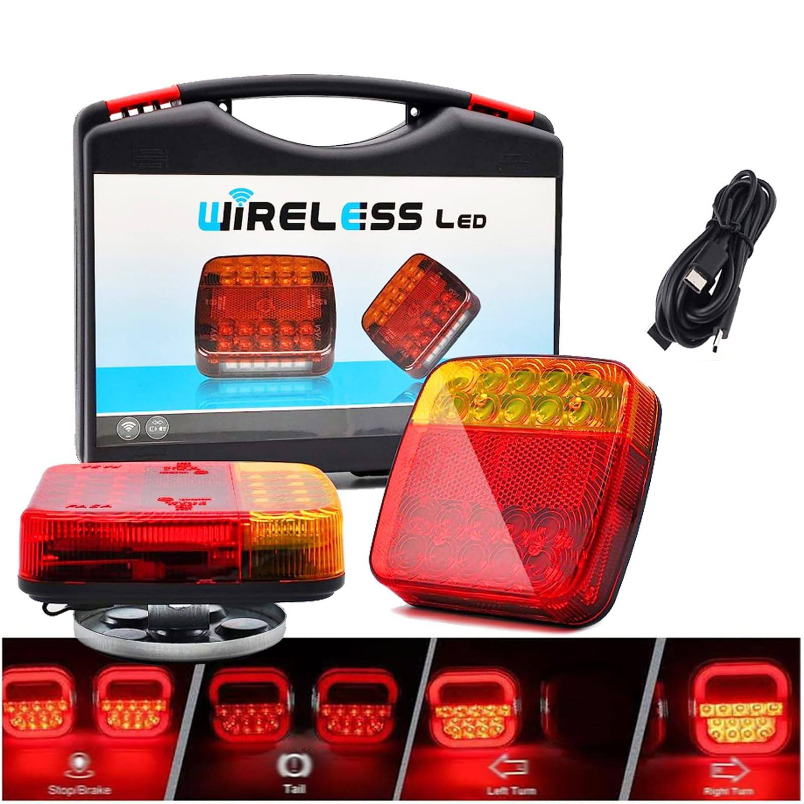 Wireless Trailer Lights Kit, Ip67 Waterproof Magnetic Trailer Light 2 ...