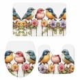 Blue Red Geen Bird Bathroom Rugs Set Spring Pink Flower White Fence ...