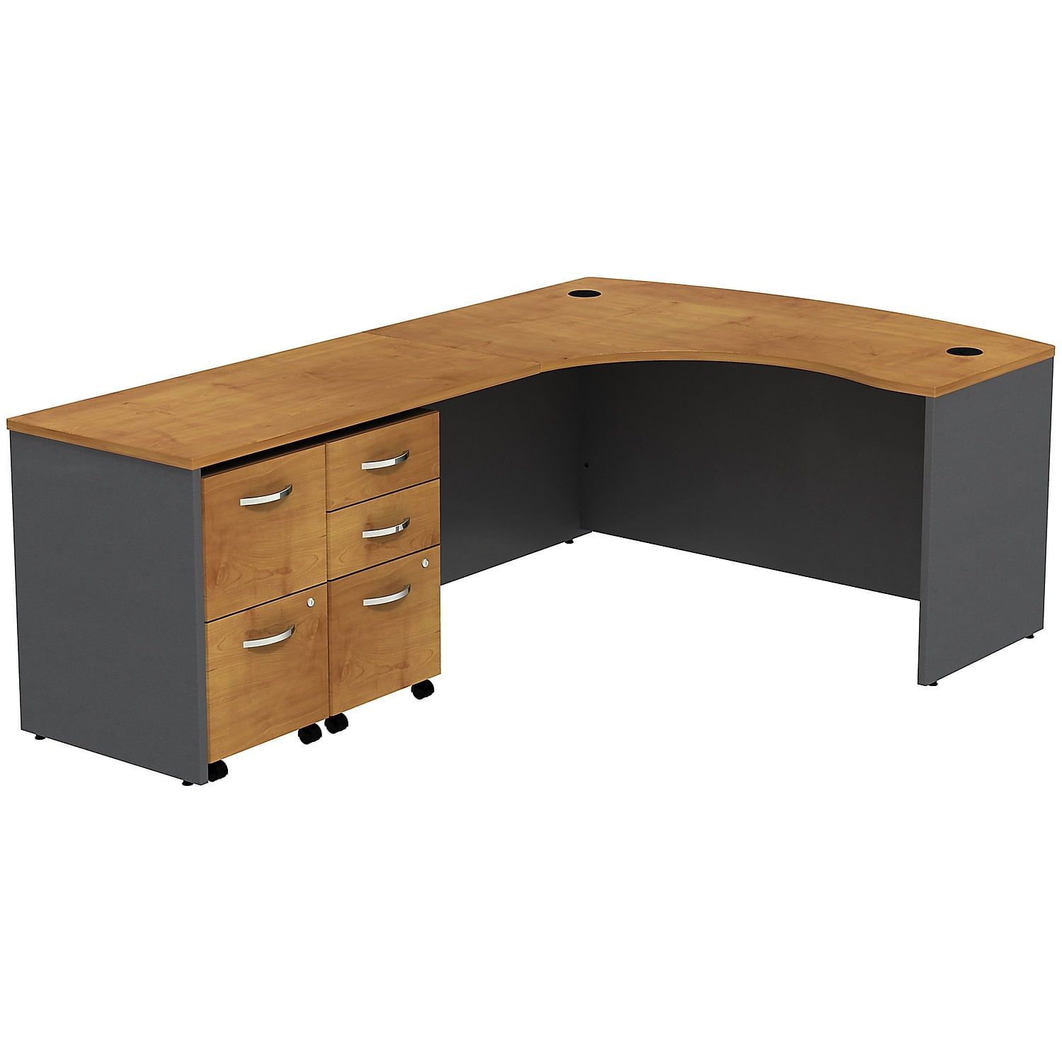 Bush Business Furniture Bow Front Left Hand L Shaped Desk w/ 2 Mobile ...