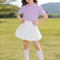 Coerni Tween Girls 3 Piece Outfits Short Sleeve Polo Shirt Pleated Puff ...