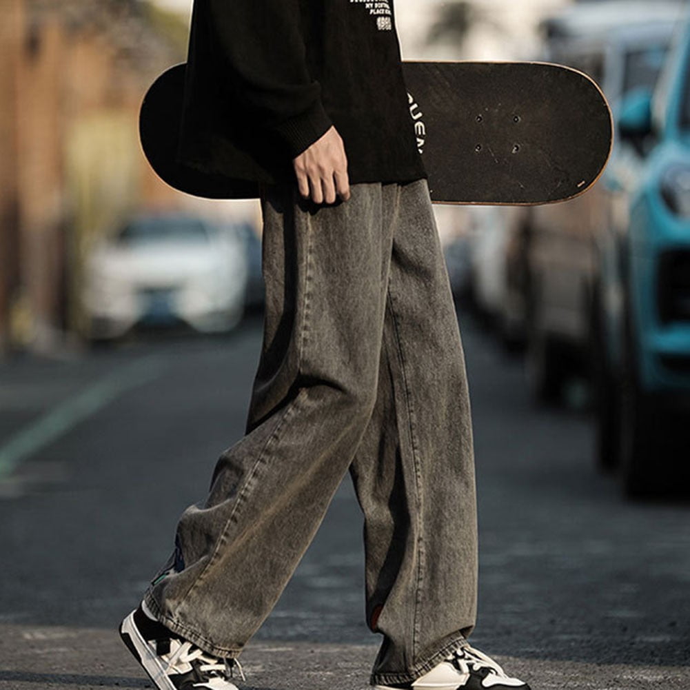Mens Y2K Flower Printed Baggy Jeans Vintage Straight Pants Mens Y2K Flower Printed Baggy Jeans Vintage Straight Pants