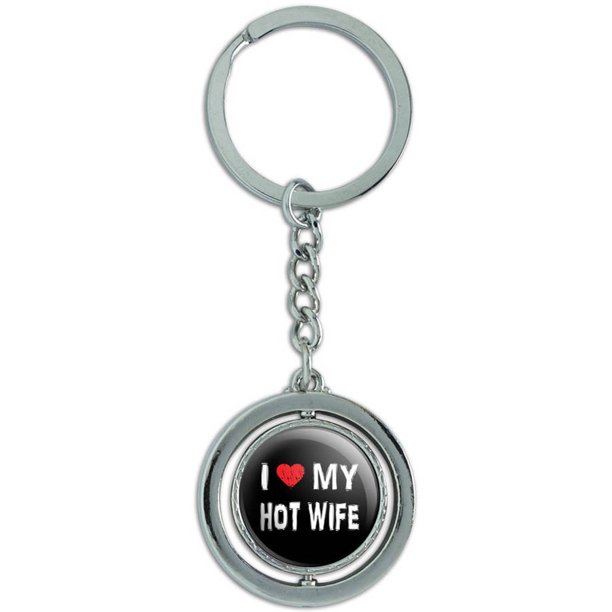 I Love My Hot Wife Stylish Spinning Round Metal Key Chain Keychain Ring ...