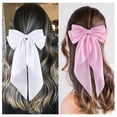 6Pcs Large Bows Hair Clips for Women Girls Long Tail Hair Ribbon Silky ...