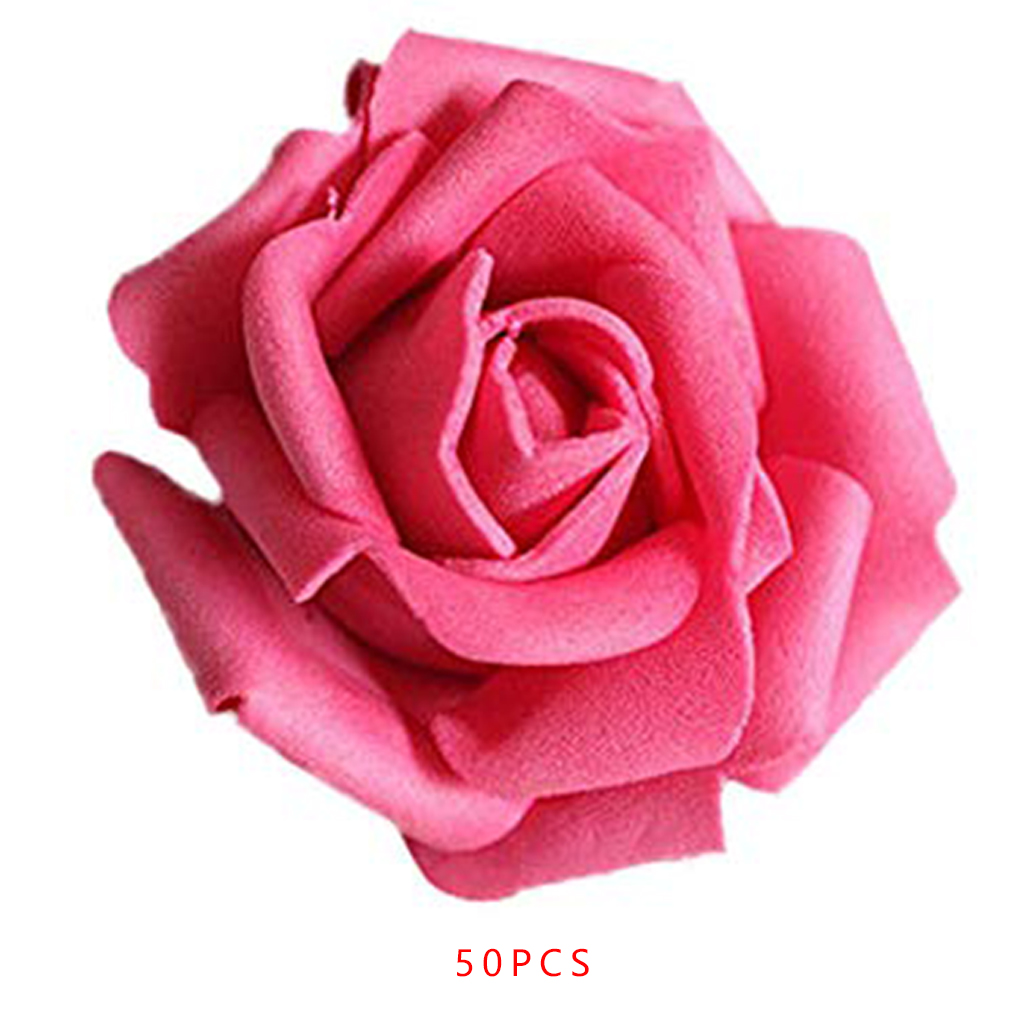 50pcs Artificial Bionic Flowers PE Foam Fake Lifelike Roses Wedding ...