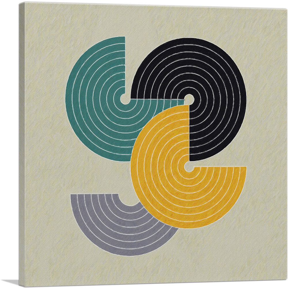 ARTCANVAS Mid-Century Modern Circles Missing Quarters Canvas Art Print - Size: 18" x 18" (1.50 ...