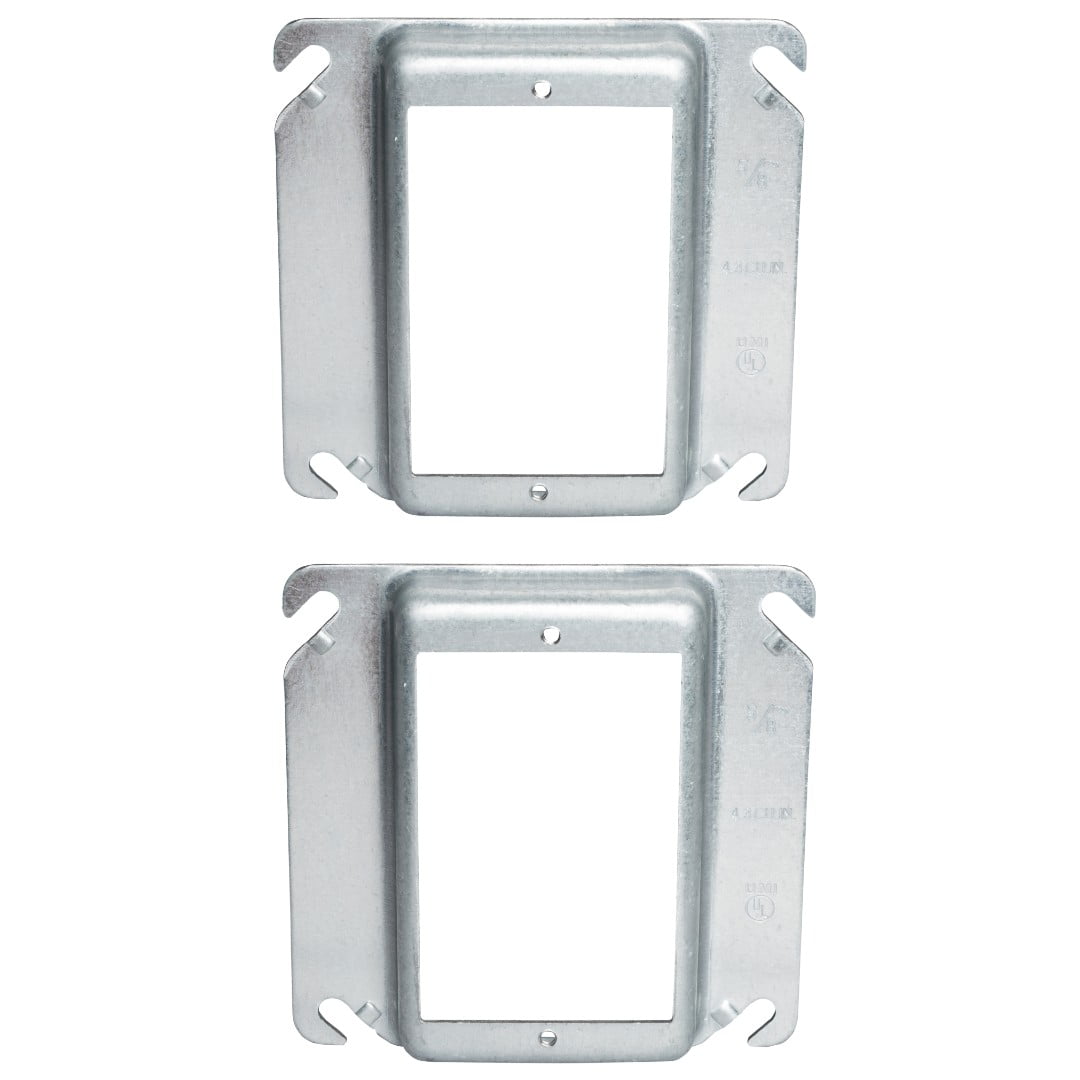 Raised 5/8" 1-Gang 16 GA Sheet Steel Square Galvanized Device Ring with 4" Square Cover (2 pack ...