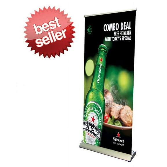 Signworld 33" Retractable Roll Up Banner Stand Holder - Portable ...
