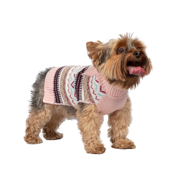 Vibrant Life, Dog and Cat Clothes, Fair Isle Pet Sweater, Pink, S ...