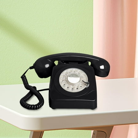 Vintage Rotary Dial Phone Redial Button Retro Telephone Black | Walmart ...
