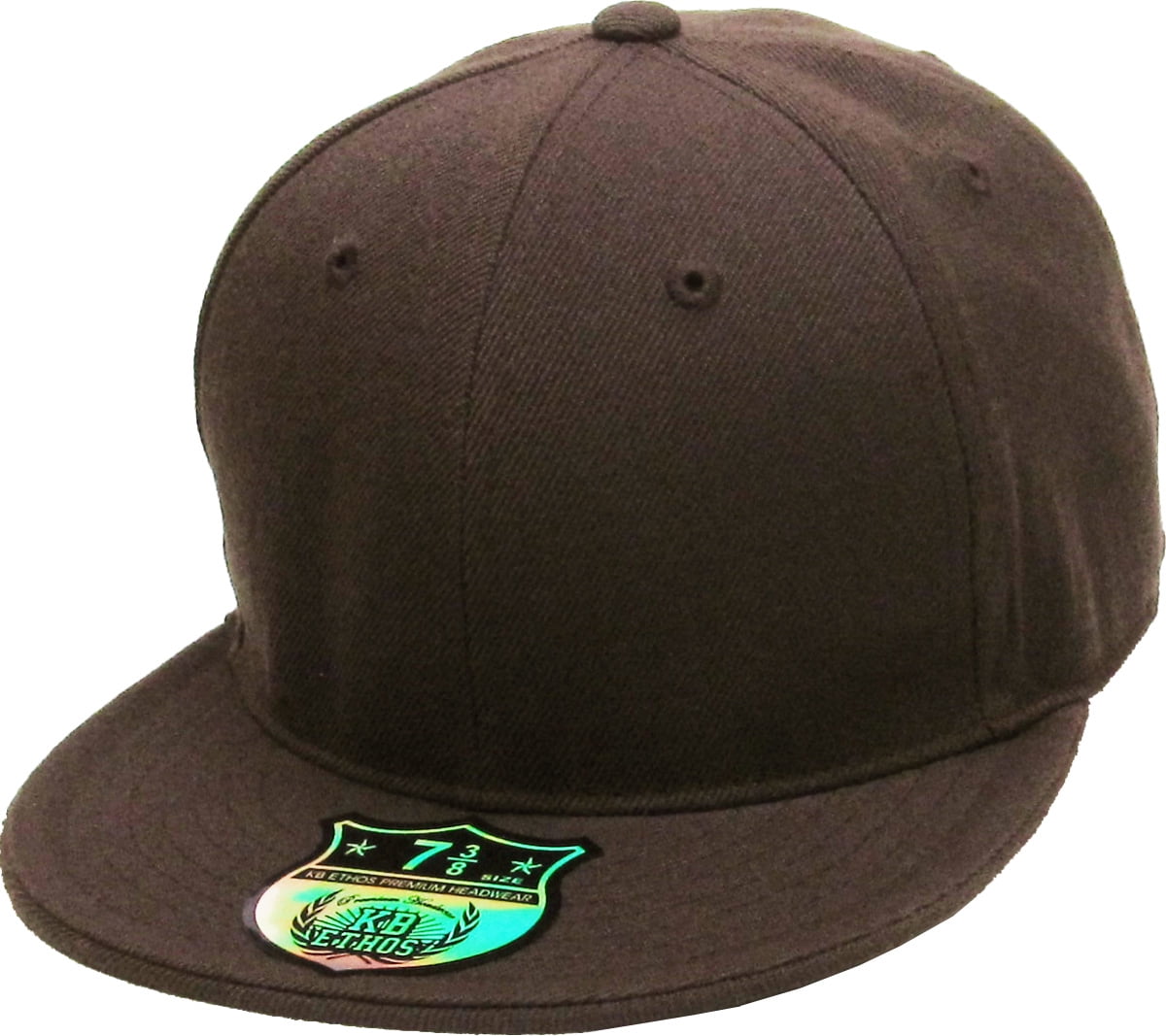 Solid Flat Brim Bill Fitted Baseball Cap - Walmart.com