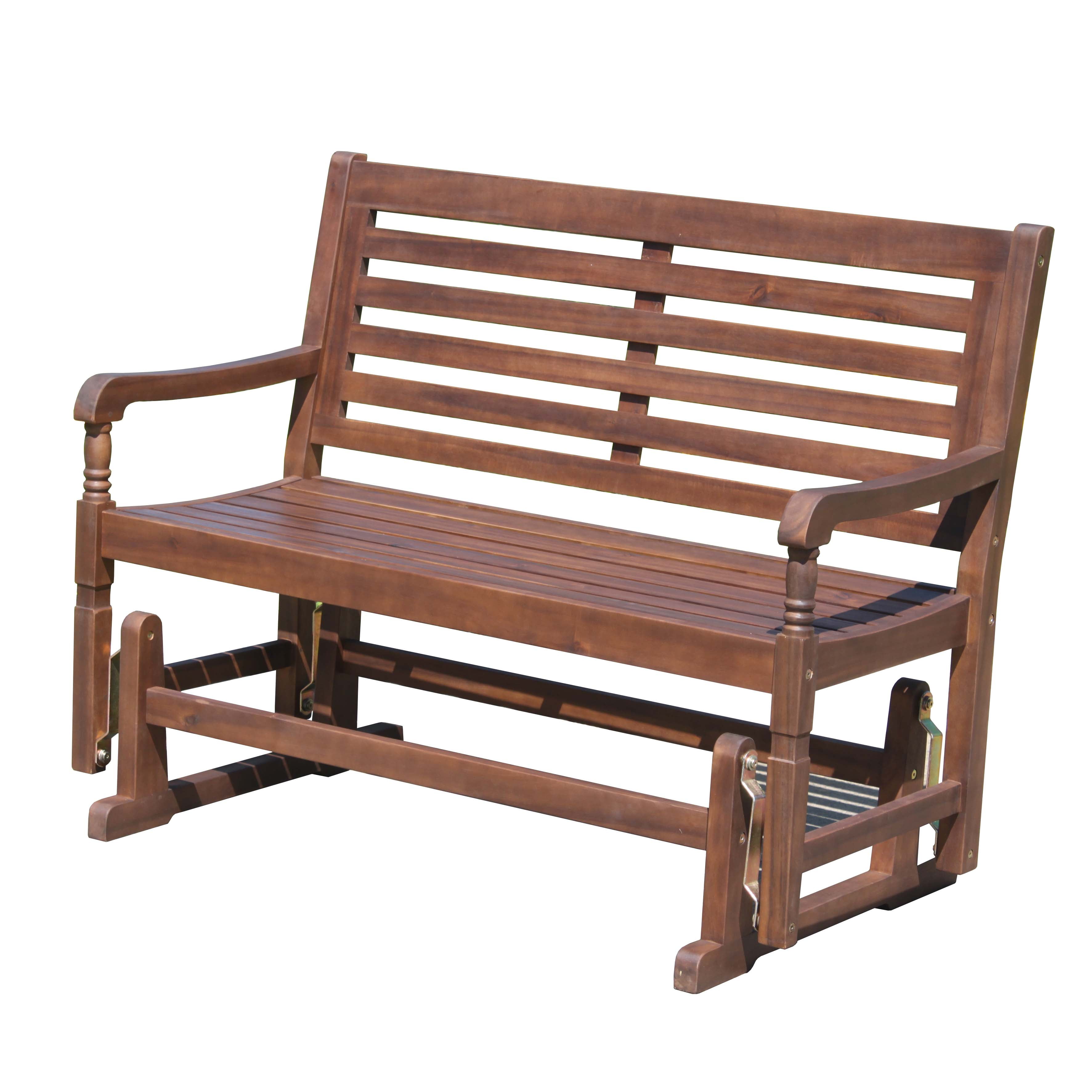 Northbeam Nantucket Acacia Hardwood Outdoor Glider Bench - Brown ...