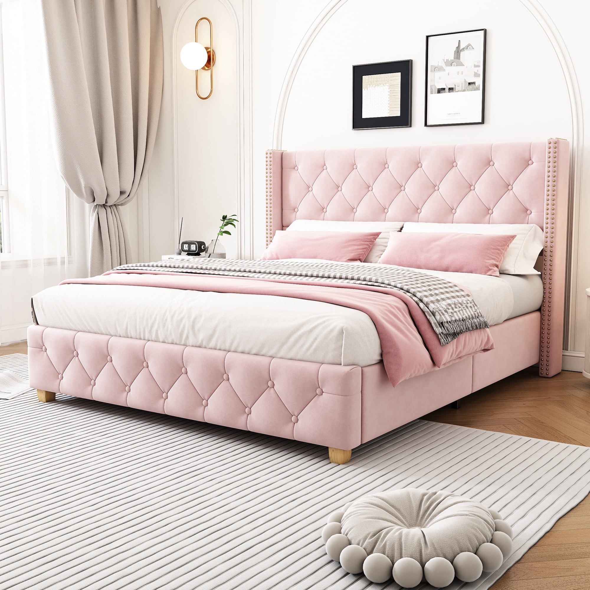 Click here for Modernluxe Velvet Full Size Platform Bed  Tufted B... prices