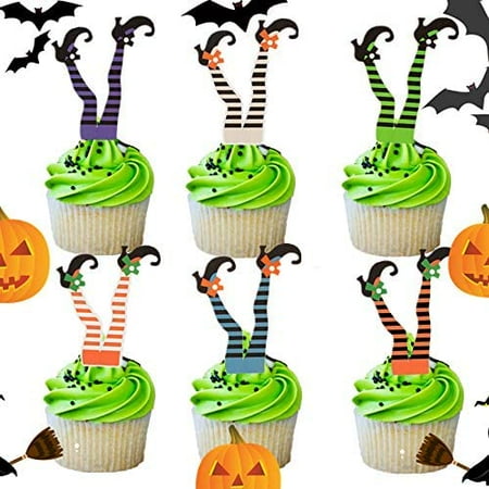 Set of 30 Witch Cupcake Toppers Witch Leg Cupcakes Topper Witch Feet ...