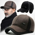 Men Winter Baseball Cap With Ear Flaps Warm Cotton Snapback Cap Hat ...