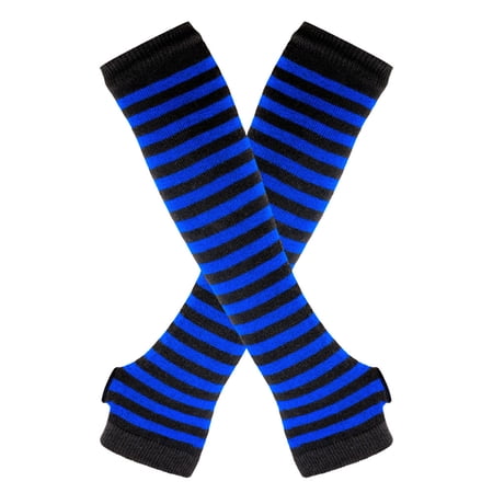 Fashion Keep Warm Long Gloves Arm Cover Stripe Exposed Cotton Long ...