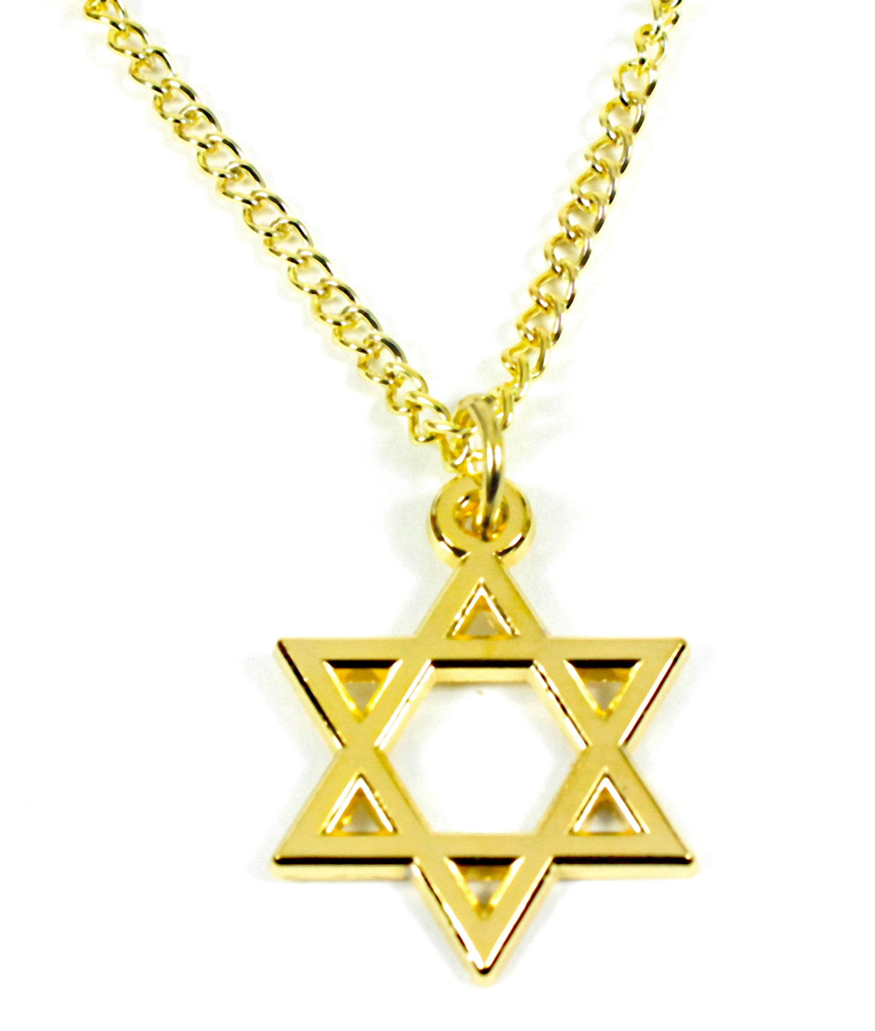 Star of David Pendant w/ 24" Necklace Chain - Gold - Walmart.com