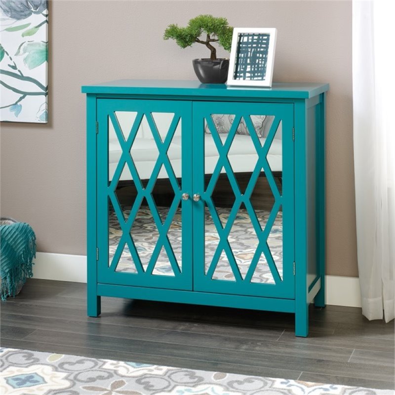 Pemberly Row Accent Storage Cabinet with Mirrored Design Doors in ...