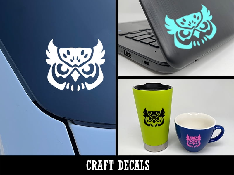 Great Horned Owl Head Craft Vinyl Indoor Outdoor Decal Sticker - Light ...