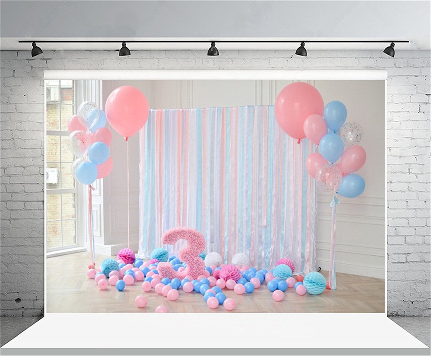 MOHome Polyster 7x5ft 3rd Birthday Backdrop Sweet Balloons Ribbon Party mohome-polyster-7x5ft-3rd-birthday-backdrop-sweet-balloons-ribbon-party