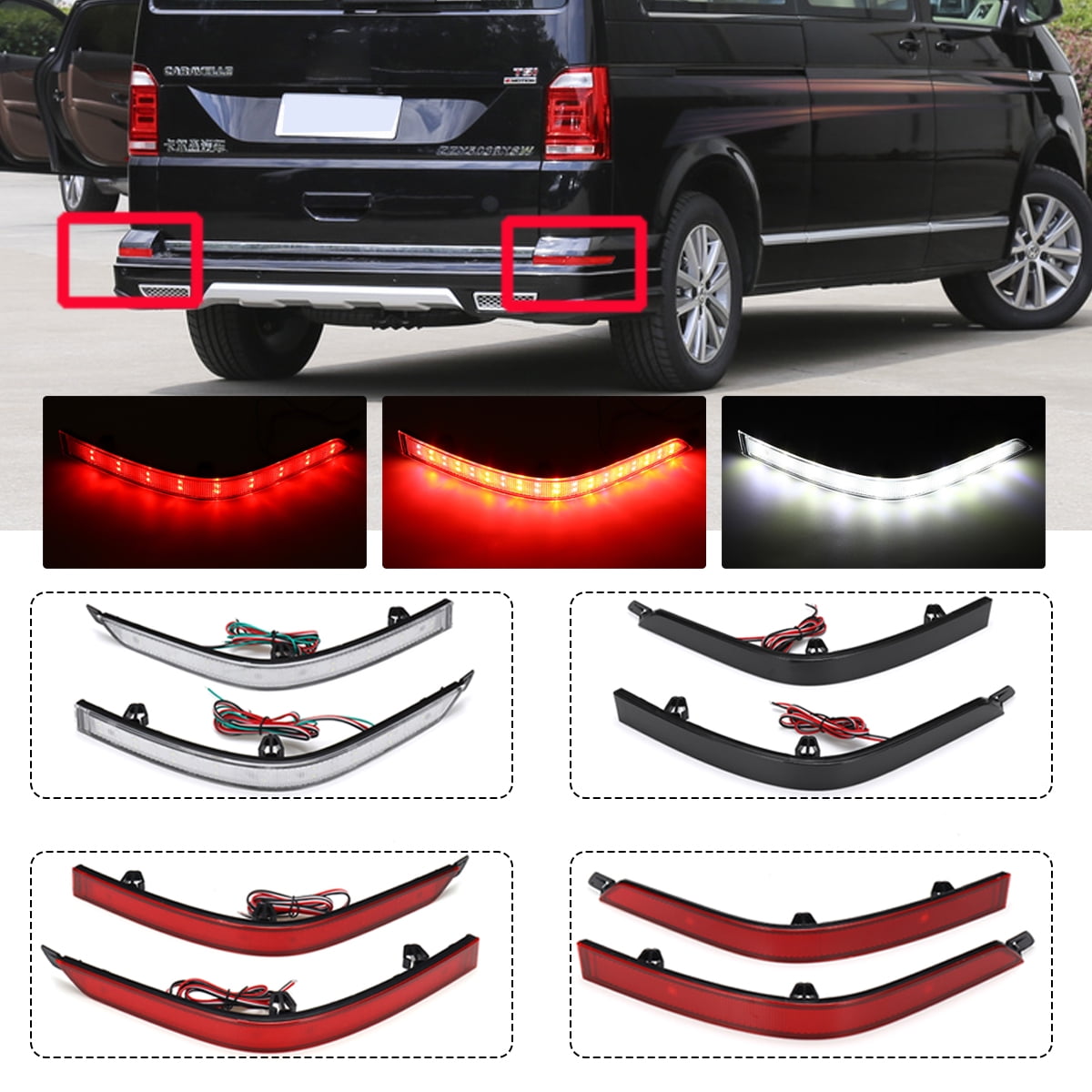 2Pcs 36 LED Rear Bumper Reflector Tail Brake Light For VW T6 Tranporter ...