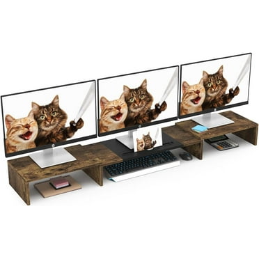 Fenge Acrylic Monitor Stand Riser, 43.1 inch Clear Dual Acrylic ...