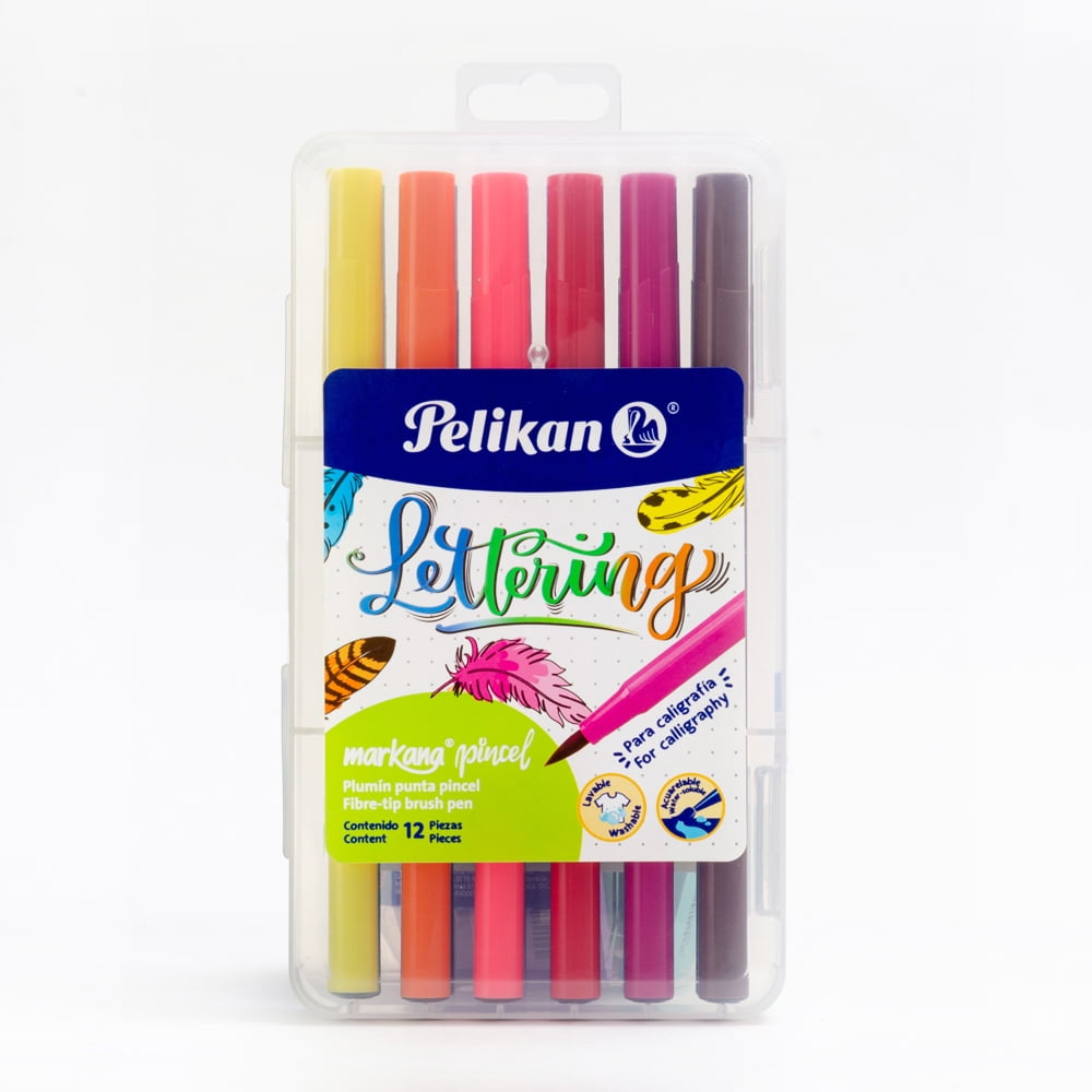 Pelikan Plumones para Lettering Markana Pincel estuche con 12 Pelikan ...