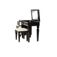 Black Color Traditional Vanity Set w/ Stool | Offers Space for Makeup ...