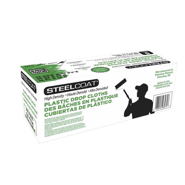 Steelcoat 1003792 9 x 12 ft. 0.45 Mil High Density Plastic Drop Cloth ...