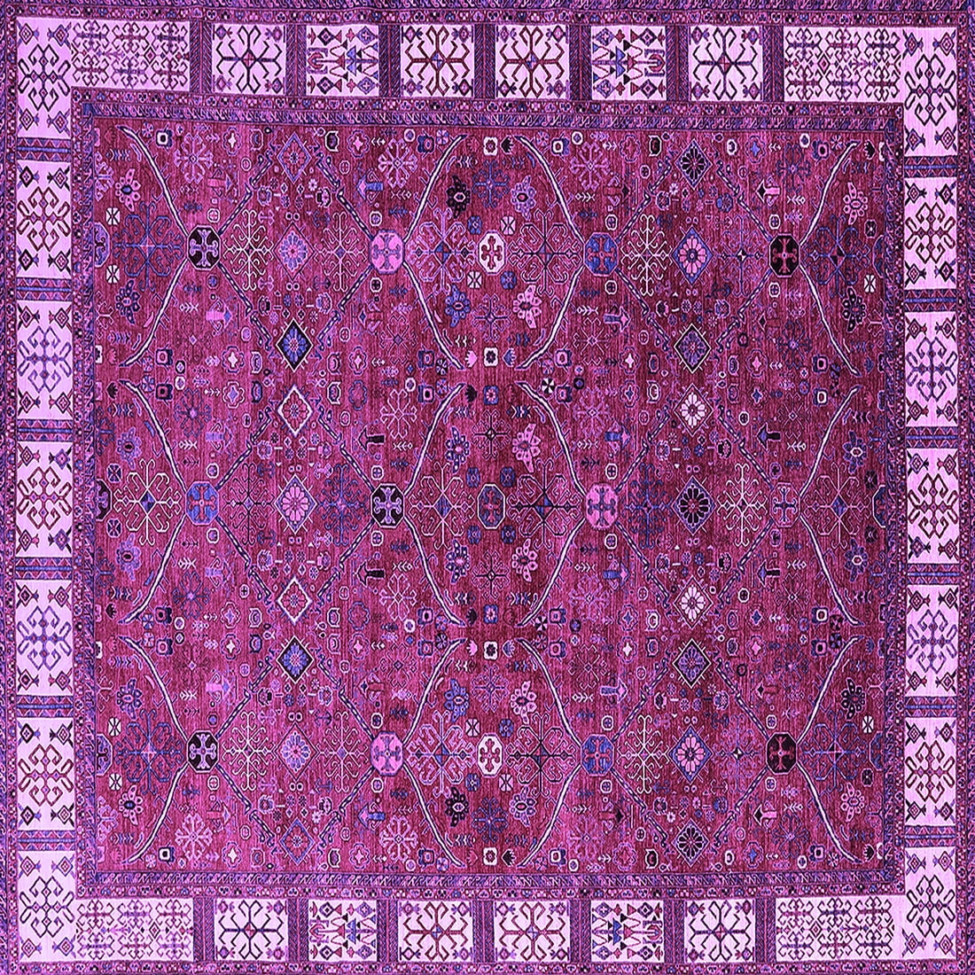Ahgly Company Indoor Square Oriental Purple Industrial Area Rugs, 5 ...