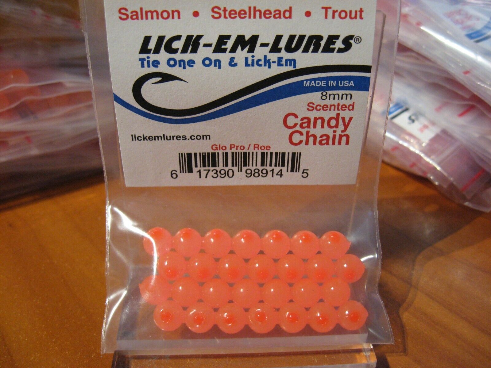 Lick'em Lures Candy Chain Soft Fishing Beads 8mm (Glo Pro Roe ...