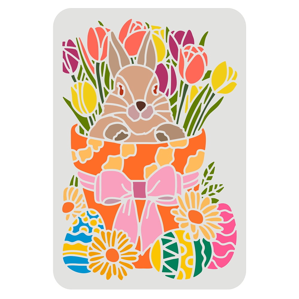 1pc Easter Bunny Stencil Reusable Easter Rabbit Egg Drawing Stencil ...