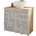 Black Arches Cabinet Curtain, Abstract Modern Minimalist Curves Line ...