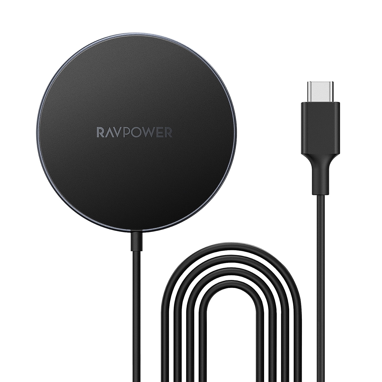 Ravpower 10W Wireless Charger Qi Standard USB-C Magnetic Wireless Charging Pad with 5ft Cable ...
