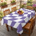Abstract Purple White Checker Table Cloth 60x84in, Waterproof Rectangle ...