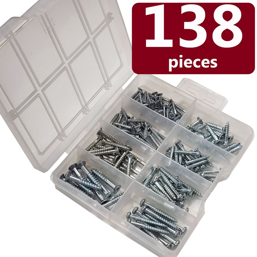 Wood Screw Assortment Kit, Flat and Semi-Round Head Screws, Variety of ...