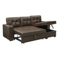 Pemberly Row Faux Leather Convertible Sectional Sofa in Dark Brown with ...