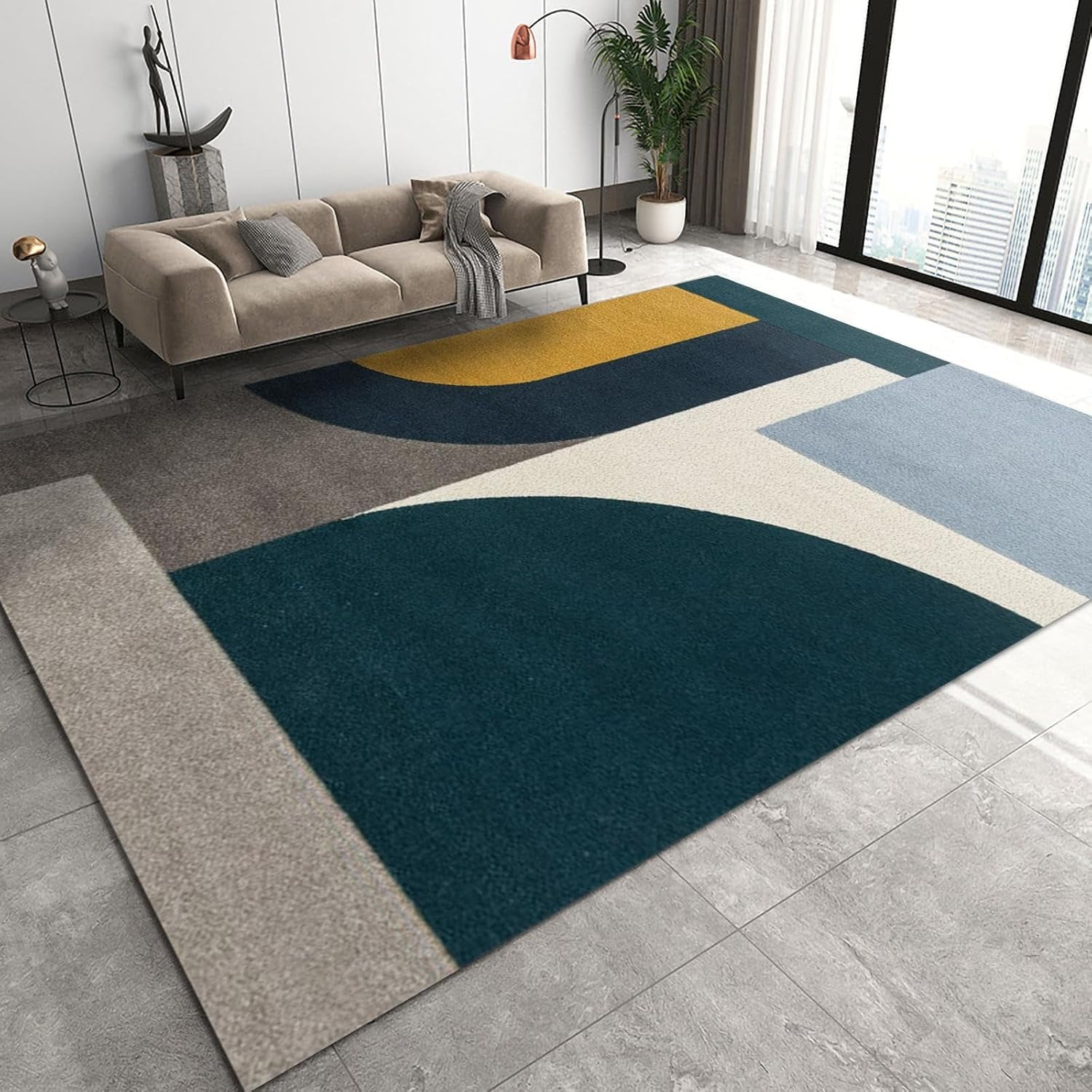 Click here for Rughome Blue Green Yellow Irregular Geometry Area... prices