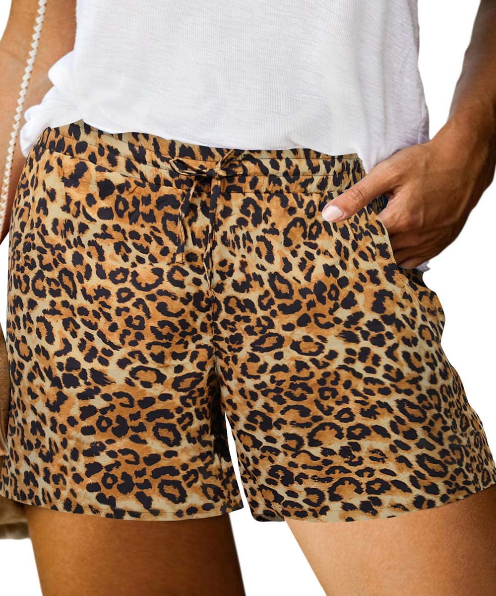 TIYOMI Ladies Plus Size Leopard Shorts 4X Elastic Waist Casual Shorts ...