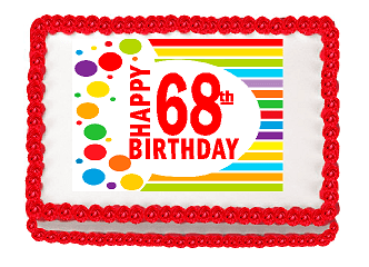 Happy 68th Birthday Edible PEEL N STICK Frosting Photo Image Cake ...