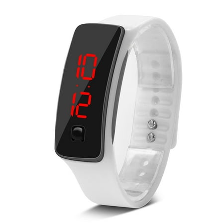 WALFRONT LED Watch Sports Silicone Strap Digital 12-Hour Dial ...