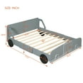 Wooden Full Size Car Bed Frame for Kids, Decorative Wheels, Guardrail ...