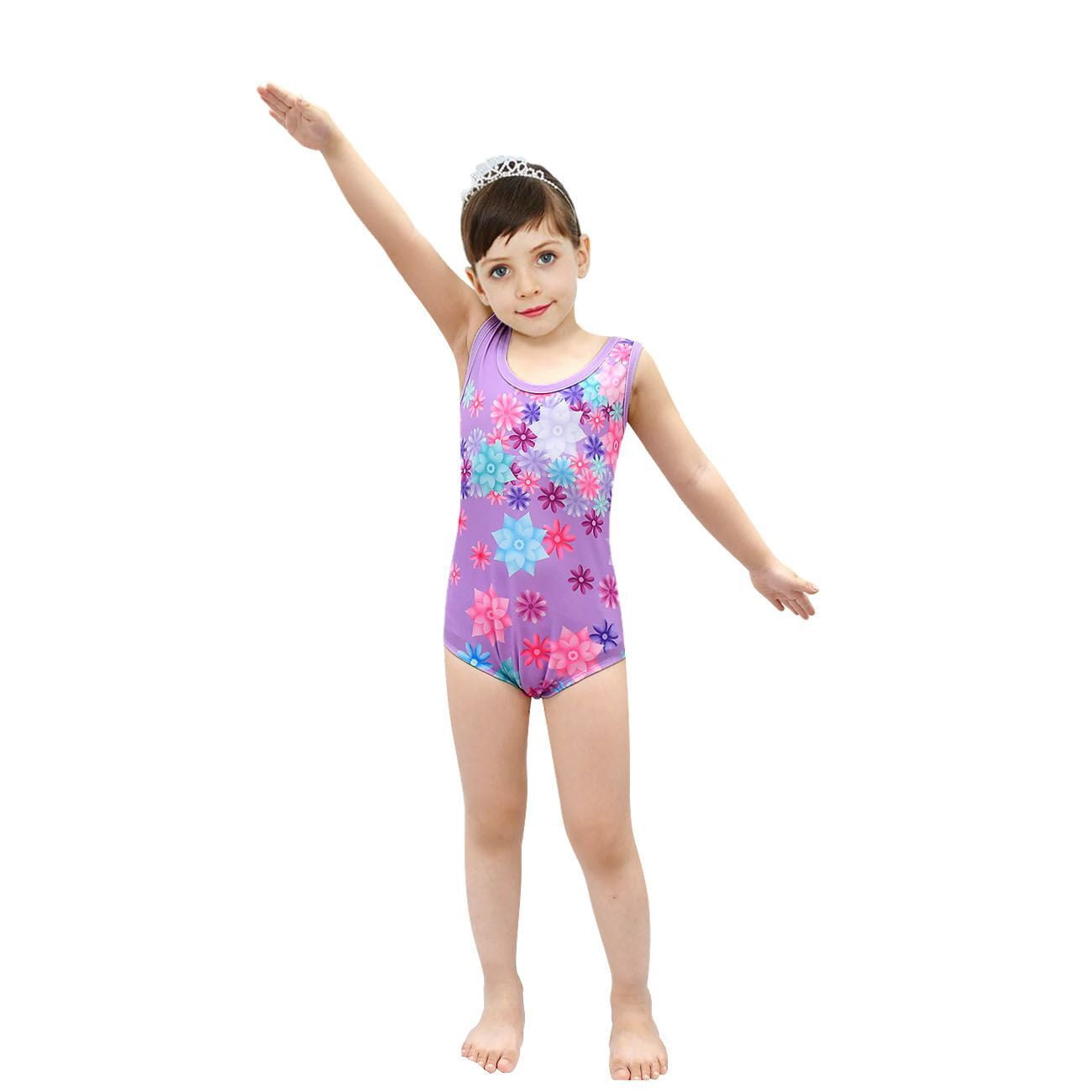 Girls One Piece Swimsuit Cartoon Bow Bathing Suits w/Swimming Cap ...