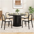 43 Inch Round Dining Table Set for 4, Modern Wood Top Kitchen Table ...