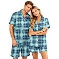 Couple Matching Pajamas Sets Silk Satin Short Sleeve Button Down Pjs ...