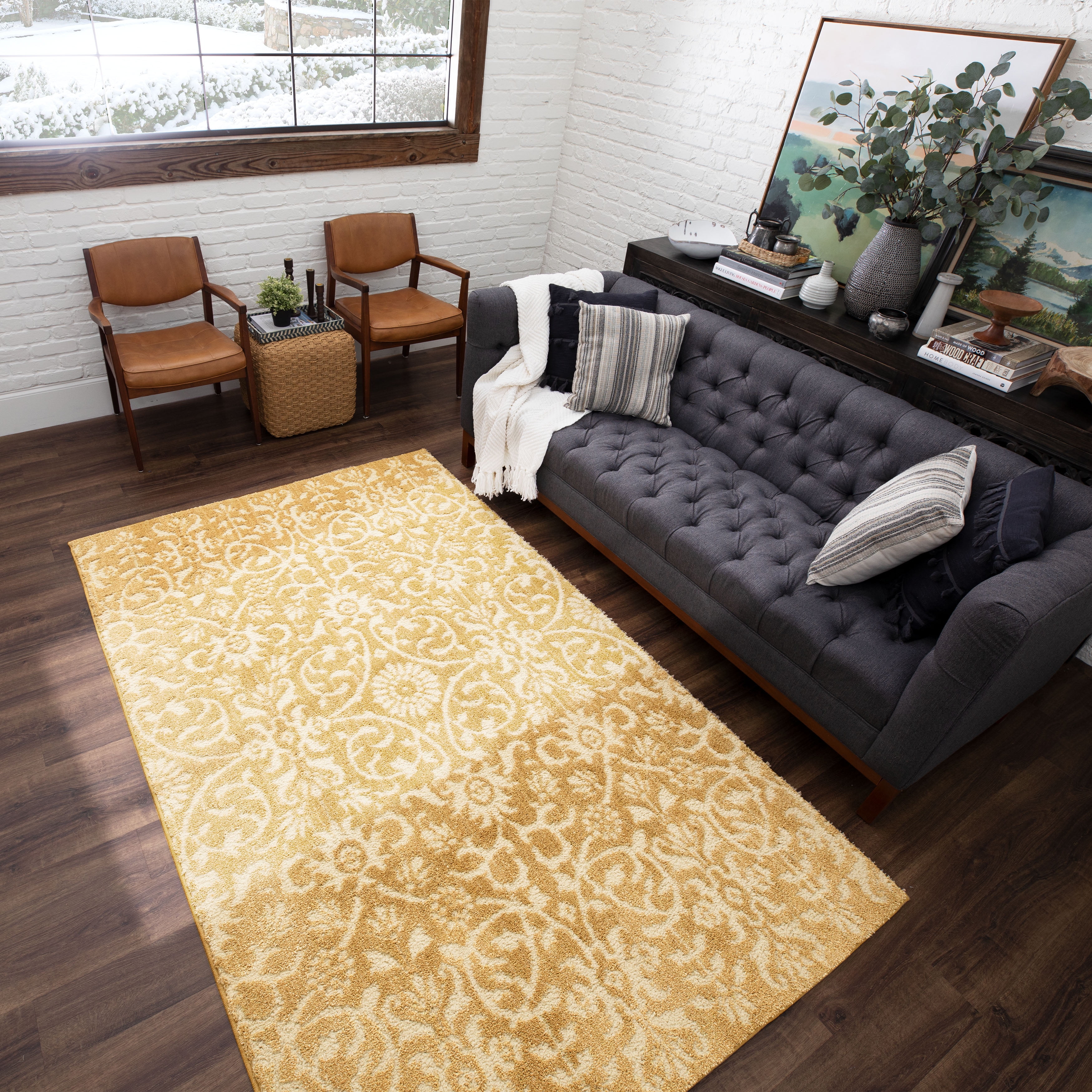 Woven Paths Gold Braden Area Rug, 8' x 10' - Walmart.com