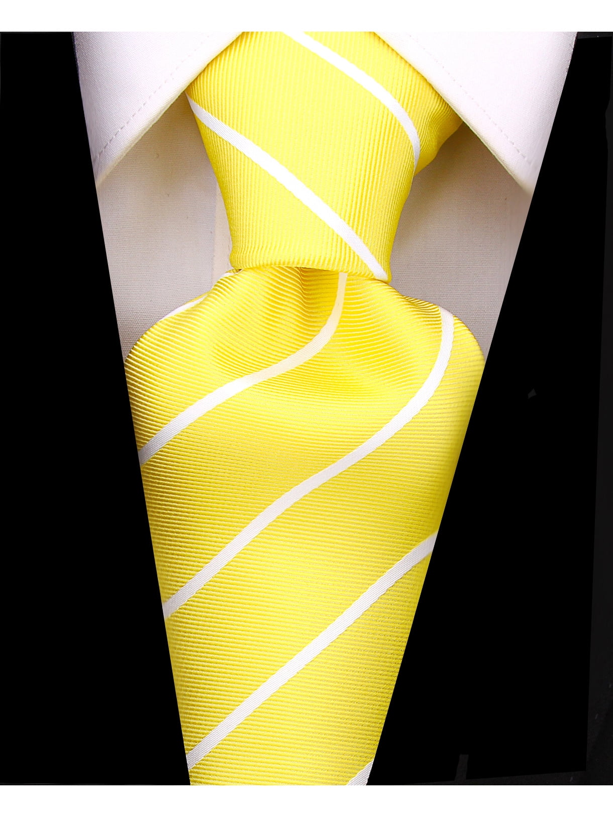 Lemmon Yellow Necktie for Men - Woven Striped Tie - Sunflower Yellow ...