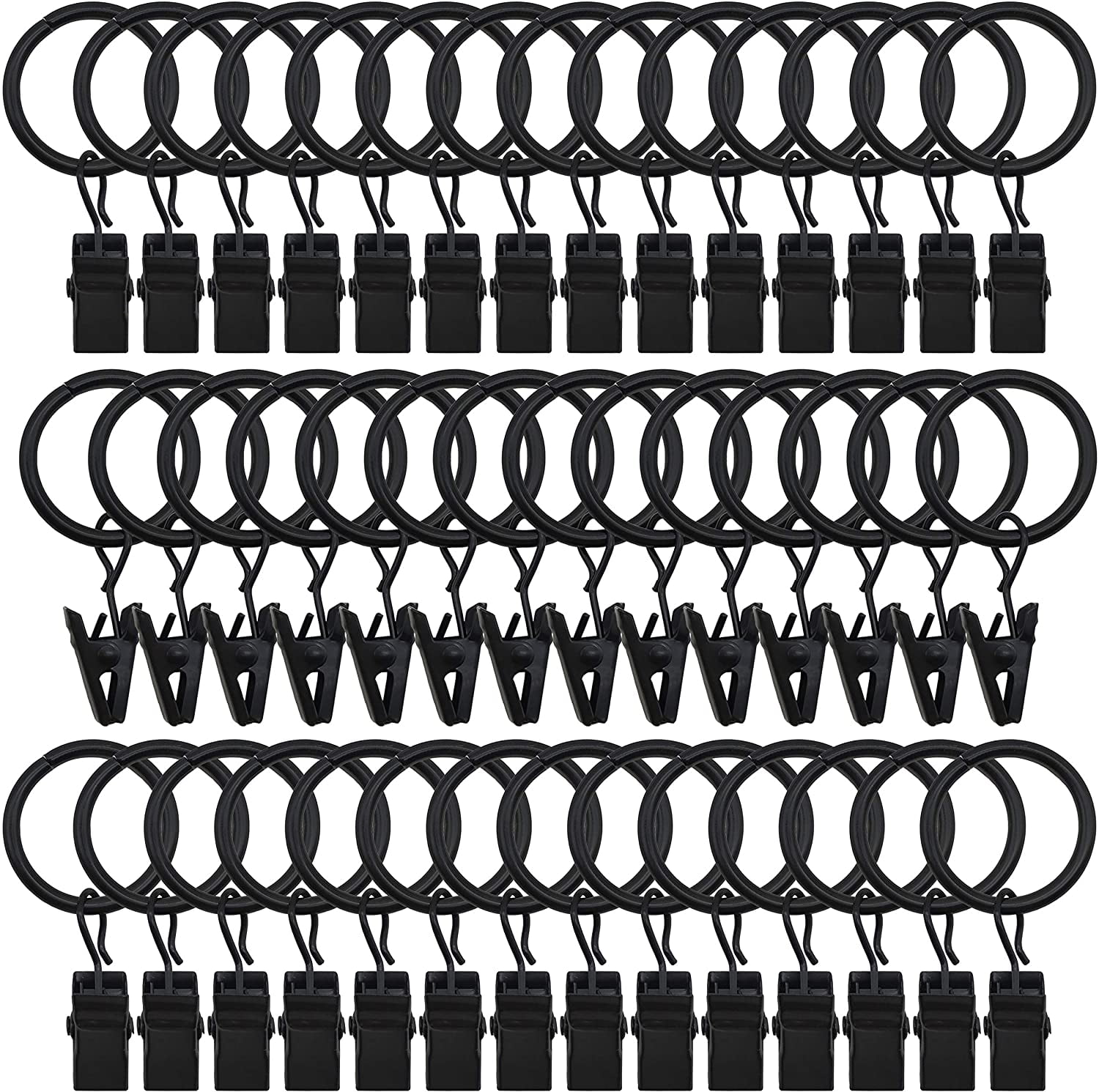 60 Pack 1.26in Window Curtain Ring with Clip Rustproof Vintage for ...