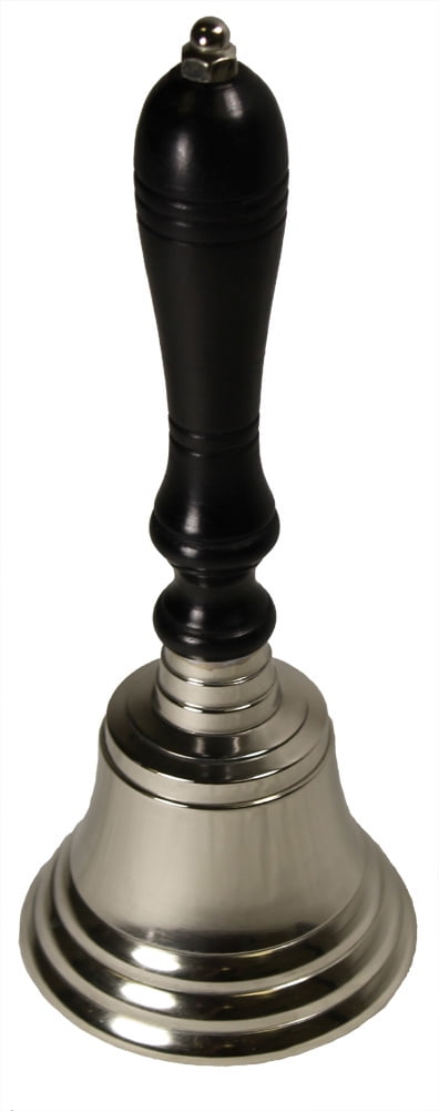 10" HAND HELD BELL - Wood Handle - NICKEL PLATED FINISH - Walmart.com