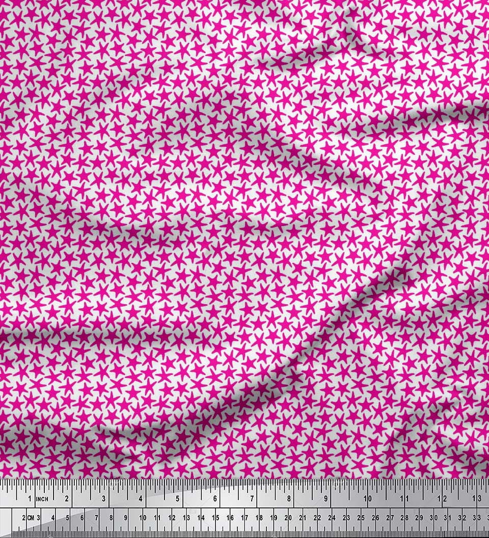 Soimoi Silk Fabric Stars Star Print Fabric by the Yard 42 Inch Wide ...