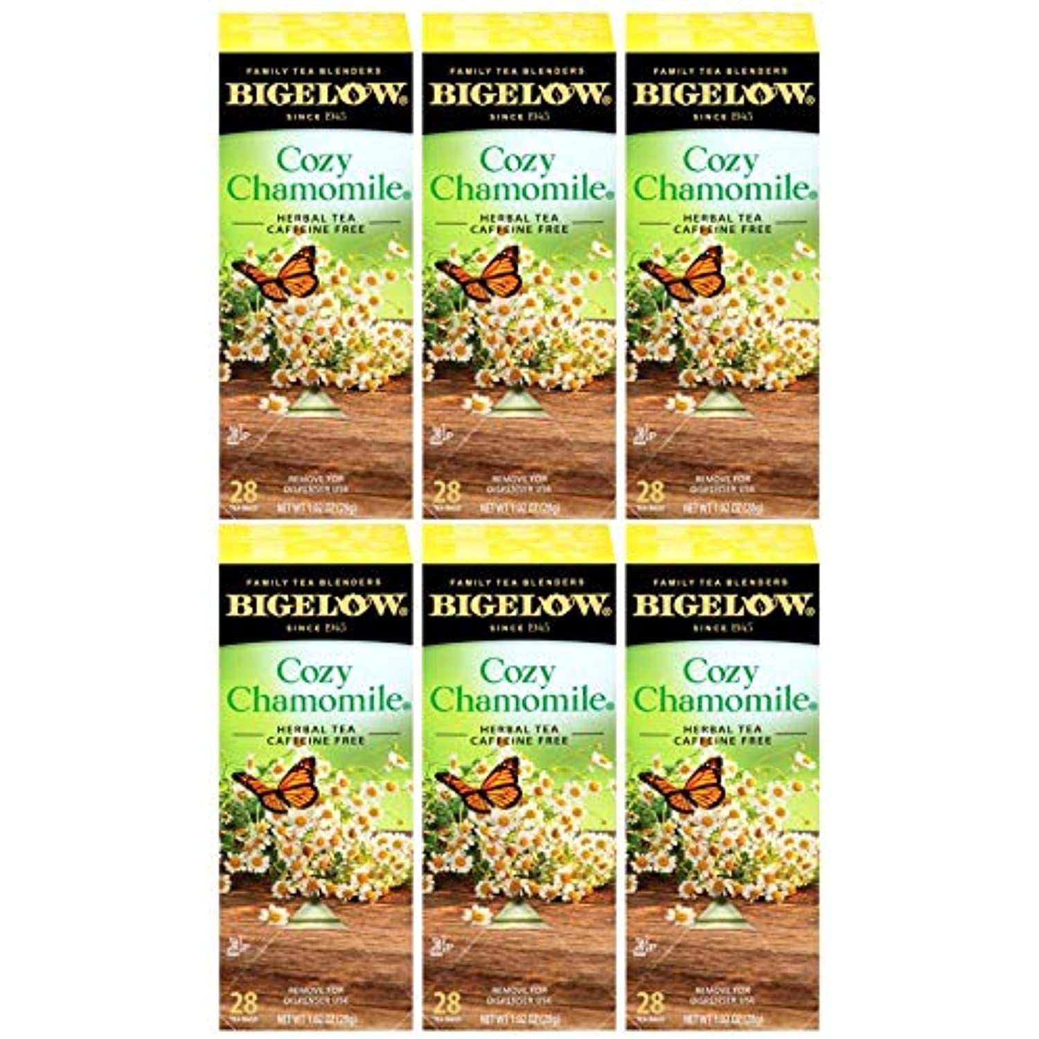 Bigelow Cozy Chamomile Herbal Tea Bags 28-Count Boxes (Pack Of 6 ...